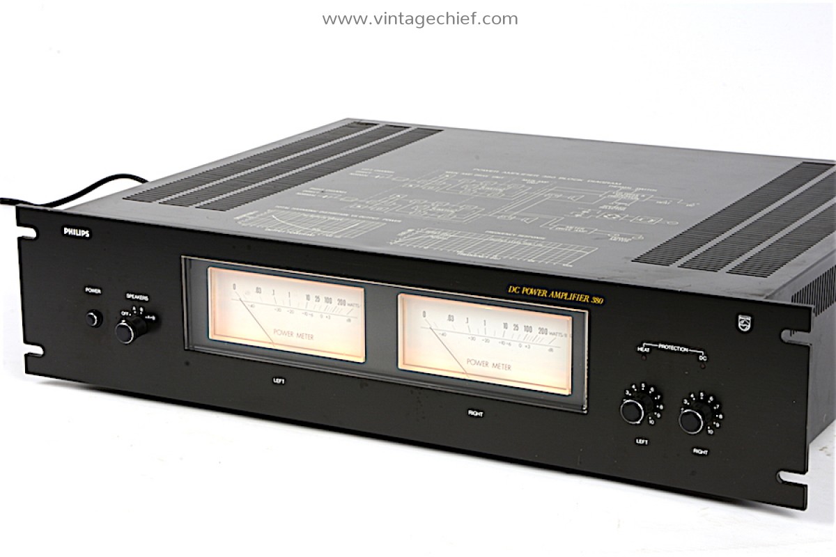 High End Philips 22AH380 Stereo Power Amplifier | VU Meters | Vintage ...