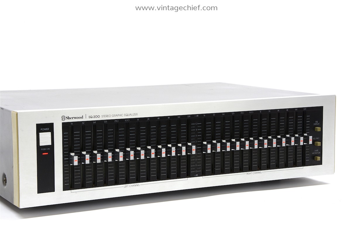 Sherwood EQ-200 Equalizer | 12 Band Stereo Equalizer | Red LED Sliders