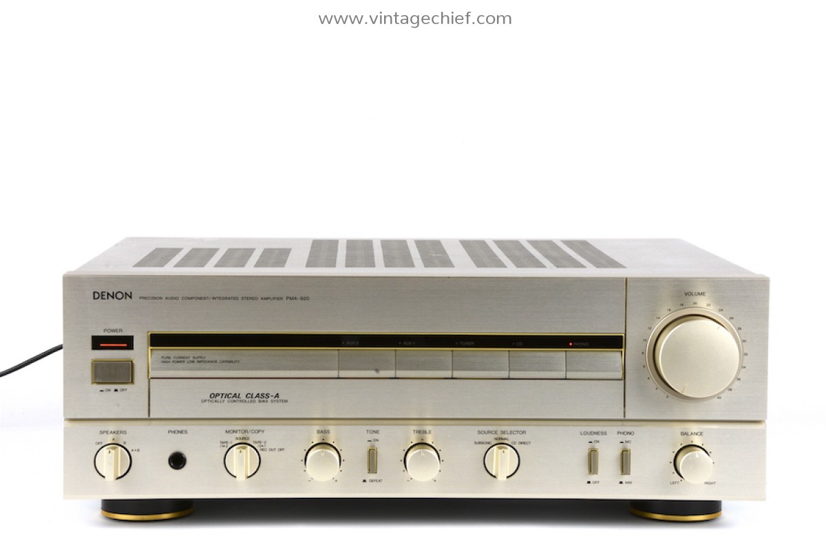 Champagne Denon PMA-920 Stereo Amplifier + Manual | 2 x 115 Watt | Phono MM MC | Pre Out + Main In