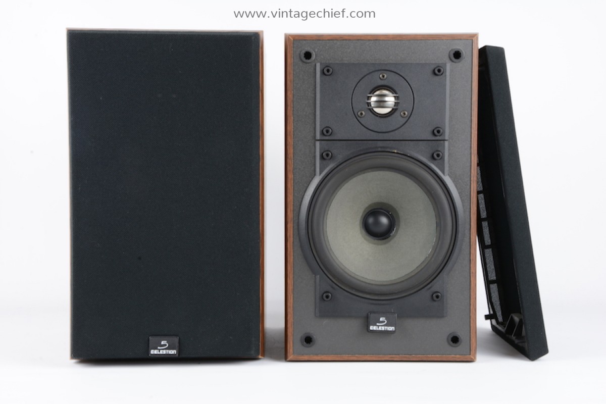 Celestion 5 Speakers + Speaker Grills | Stereo | Walnut | Loudspeakers