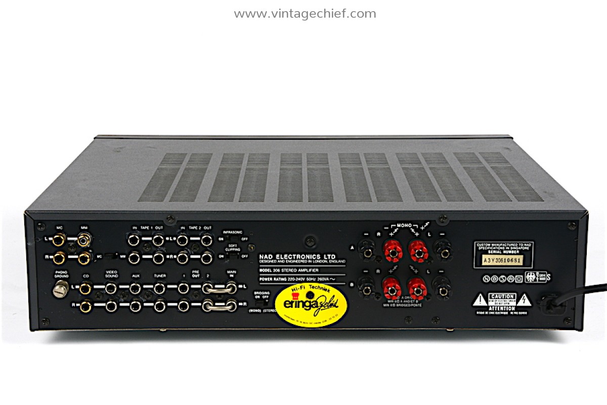 NAD 306 Stereo Amplifier + Manual | Phono MM MC | 2 x 50 Watt