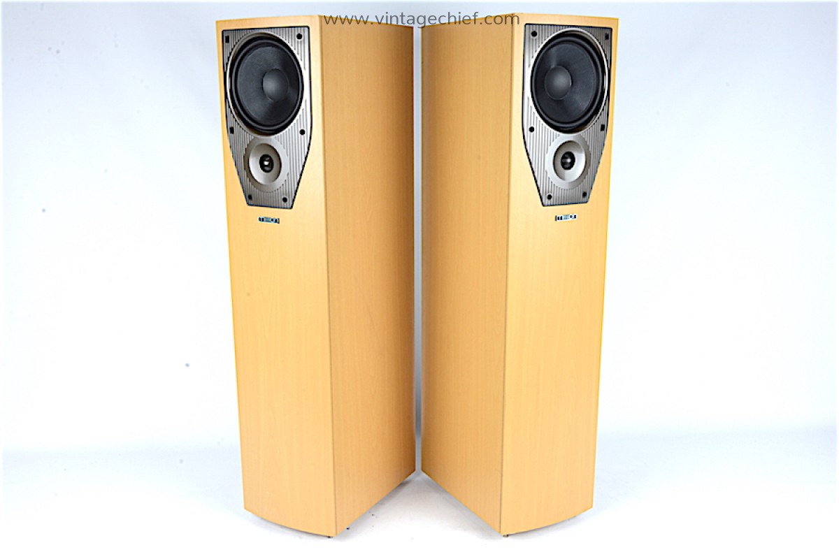 Mission M73 Speakers + Speaker Grills in Beech