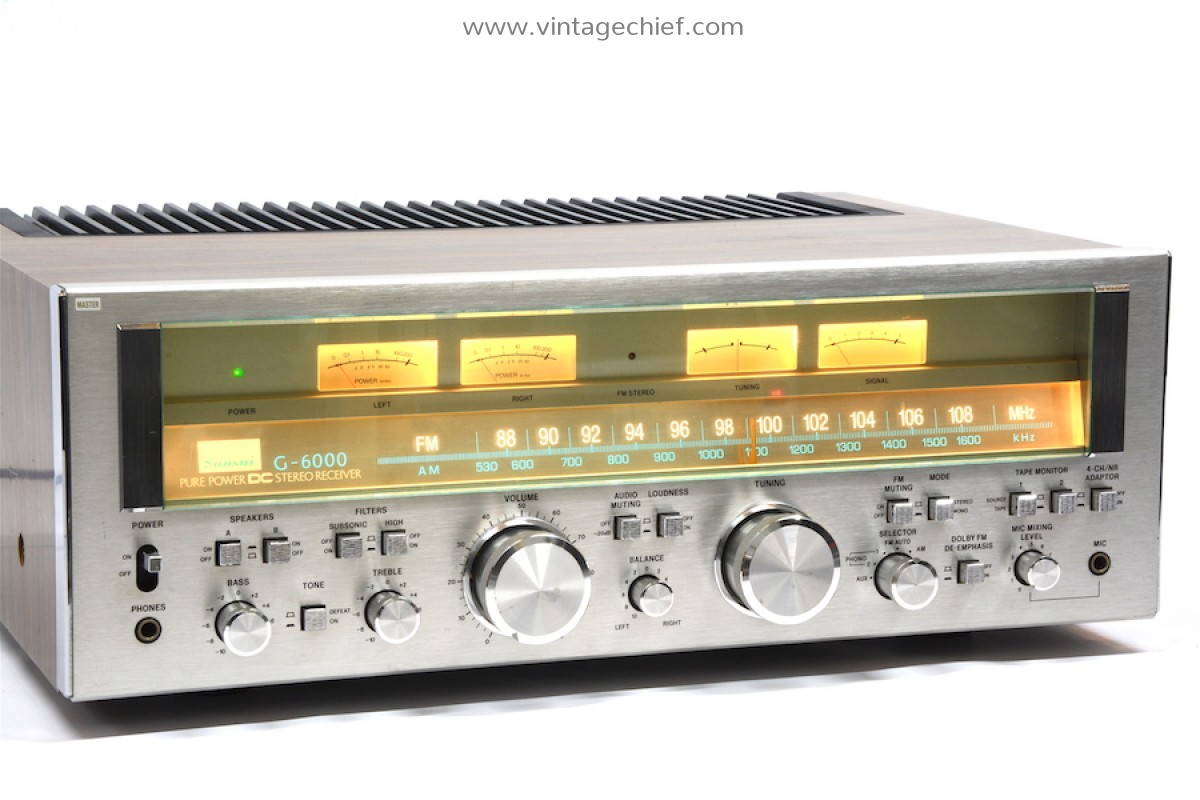 Sansui G-6000 Pure Power DC Stereo Receiver + Manual | 17.5 KG | 50.5 CM Width | 2 x Phono