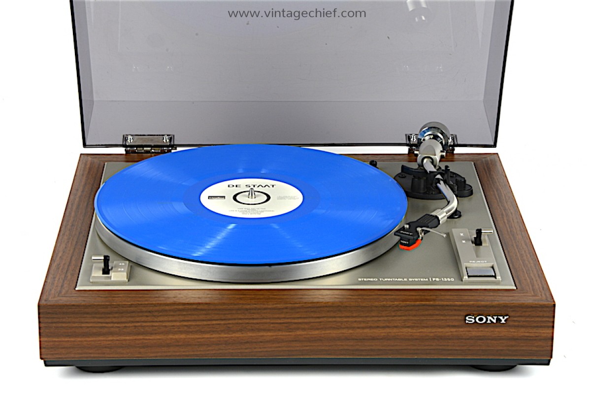 Sony PS-1350 Turntable + Dust Cover + Cartridge | Wooden Case | Vintage
