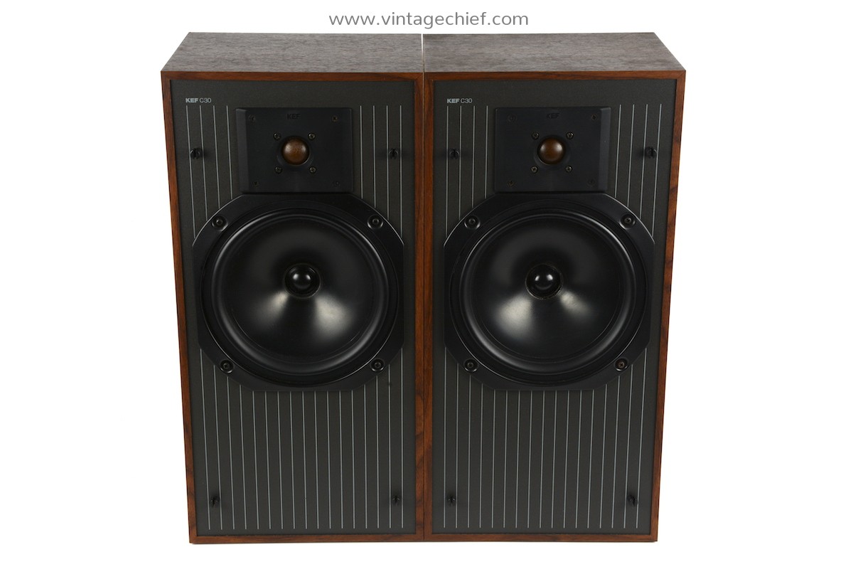 Matched Pair Vintage KEF C30 Speakers + Speaker Grills | SP3058