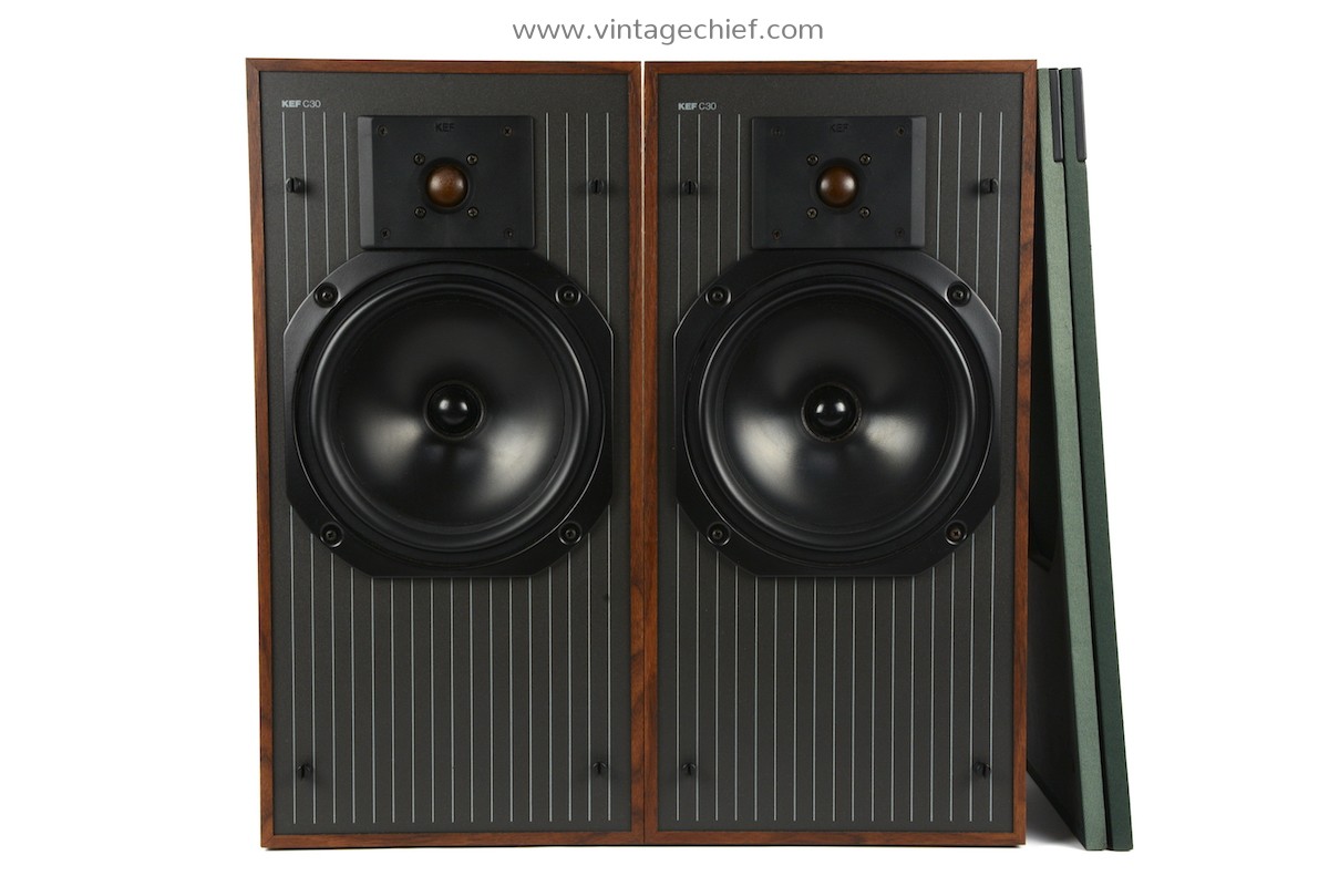Matched Pair Vintage KEF C30 Speakers + Speaker Grills | SP3058
