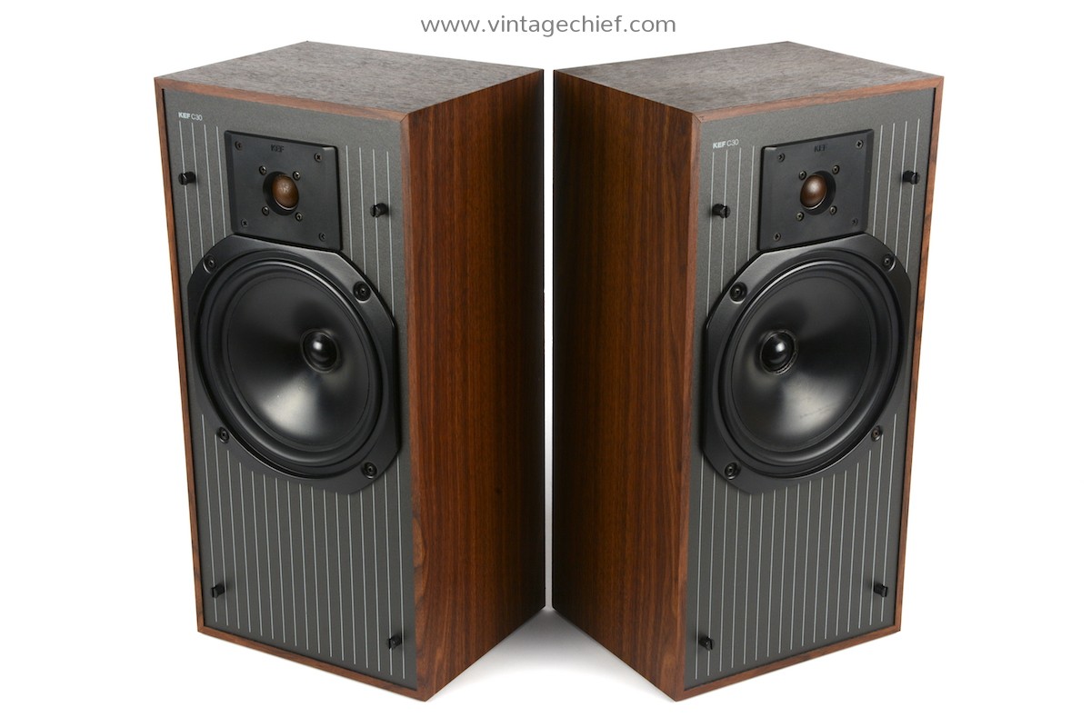 Matched Pair KEF C30 Speakers + Speaker Grills | Walnut Finish | KEF ...
