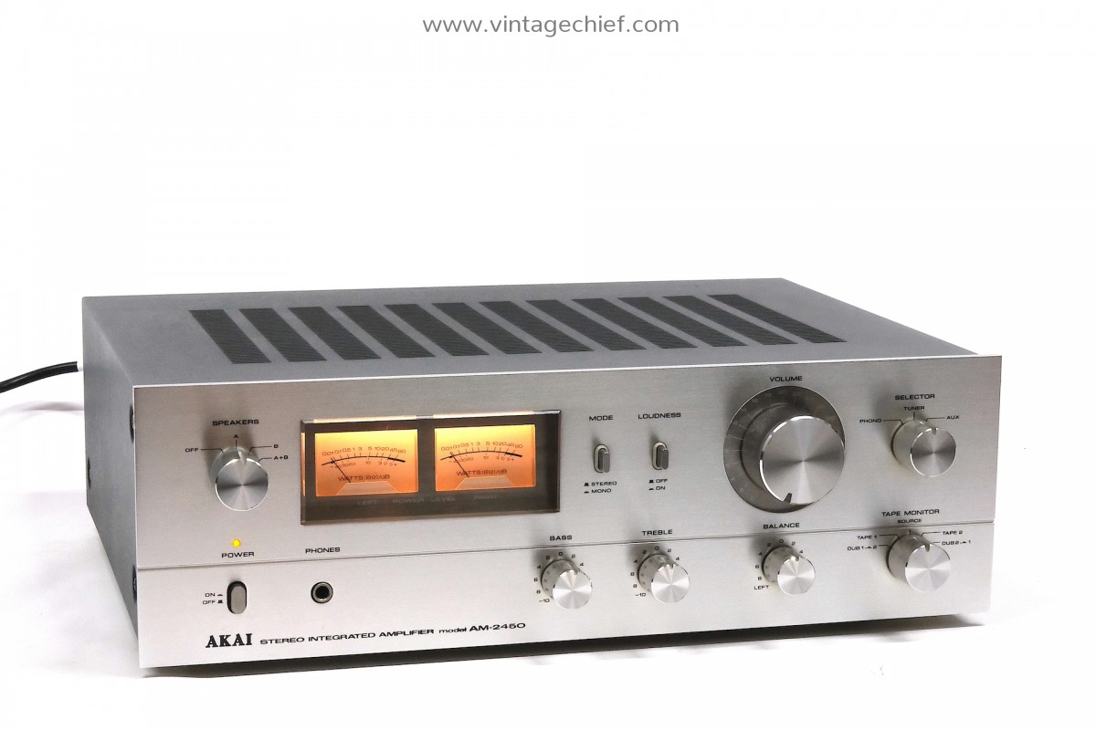 Akai AM-2450 Amplifier | VU Meters | Vintage | Silver | Phono | Stereo